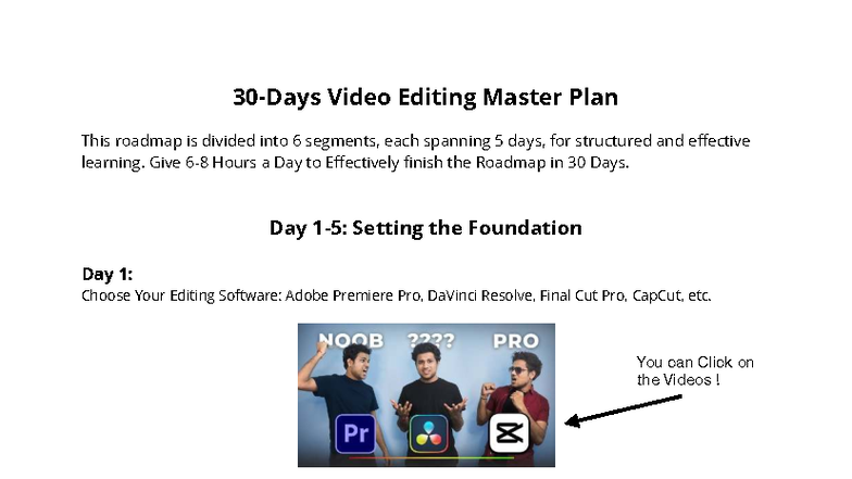 30-Day Video Editing Master Plan: A Structured Roadmap - Studocu