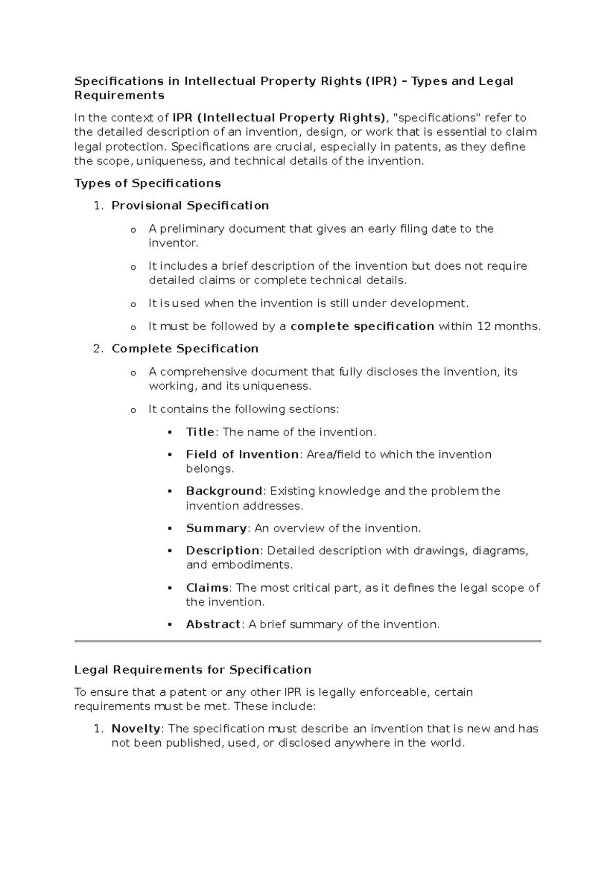 Alizaeeee ipr - ipr - Specifications in Intellectual Property Rights ...