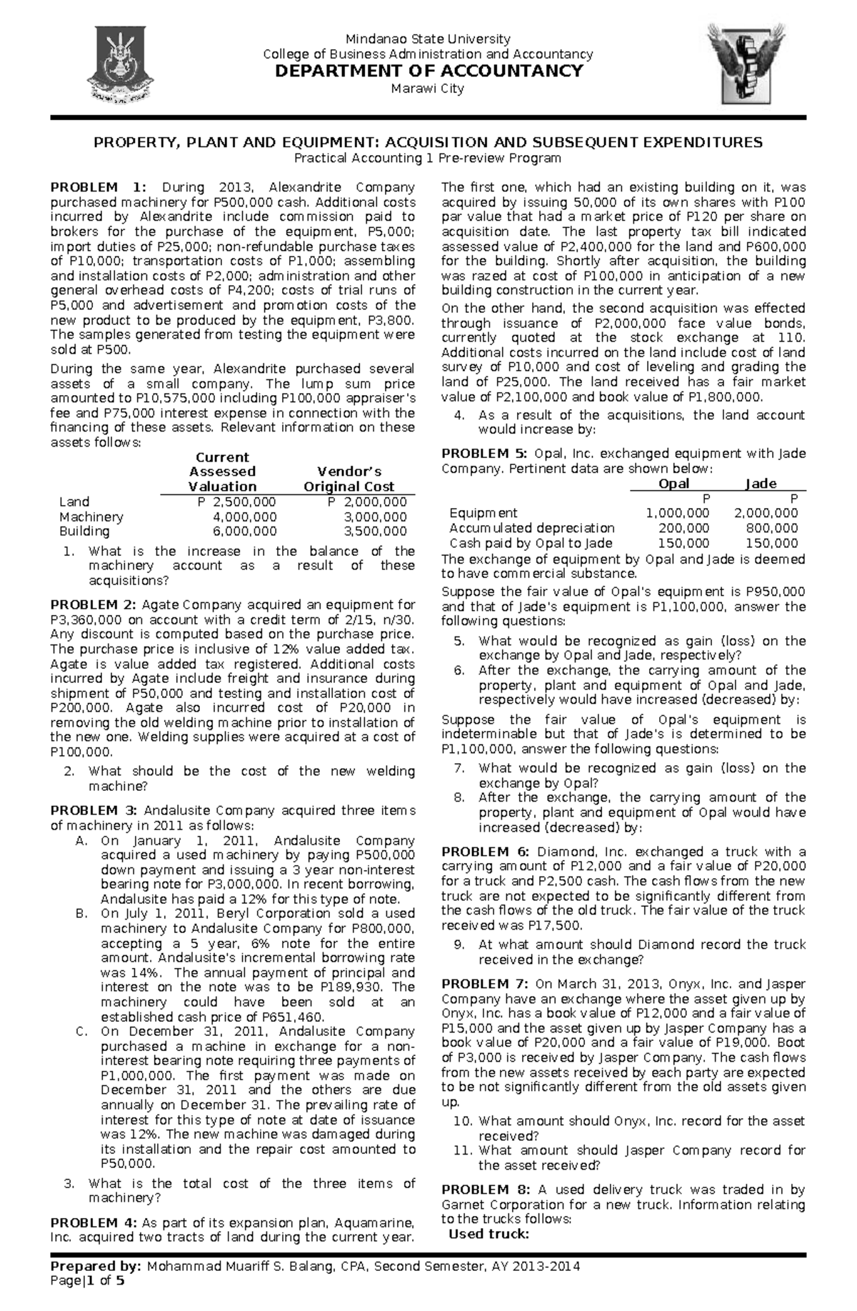 PPE: Acquisition Costs and Related Expenditures Analysis - Studocu