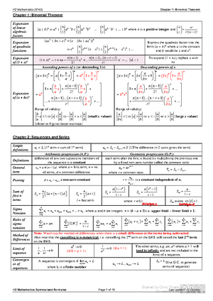 MA1521 Cheatsheet - Warning: Error during font loading: XMLHttpRequest is not defined Warning ...