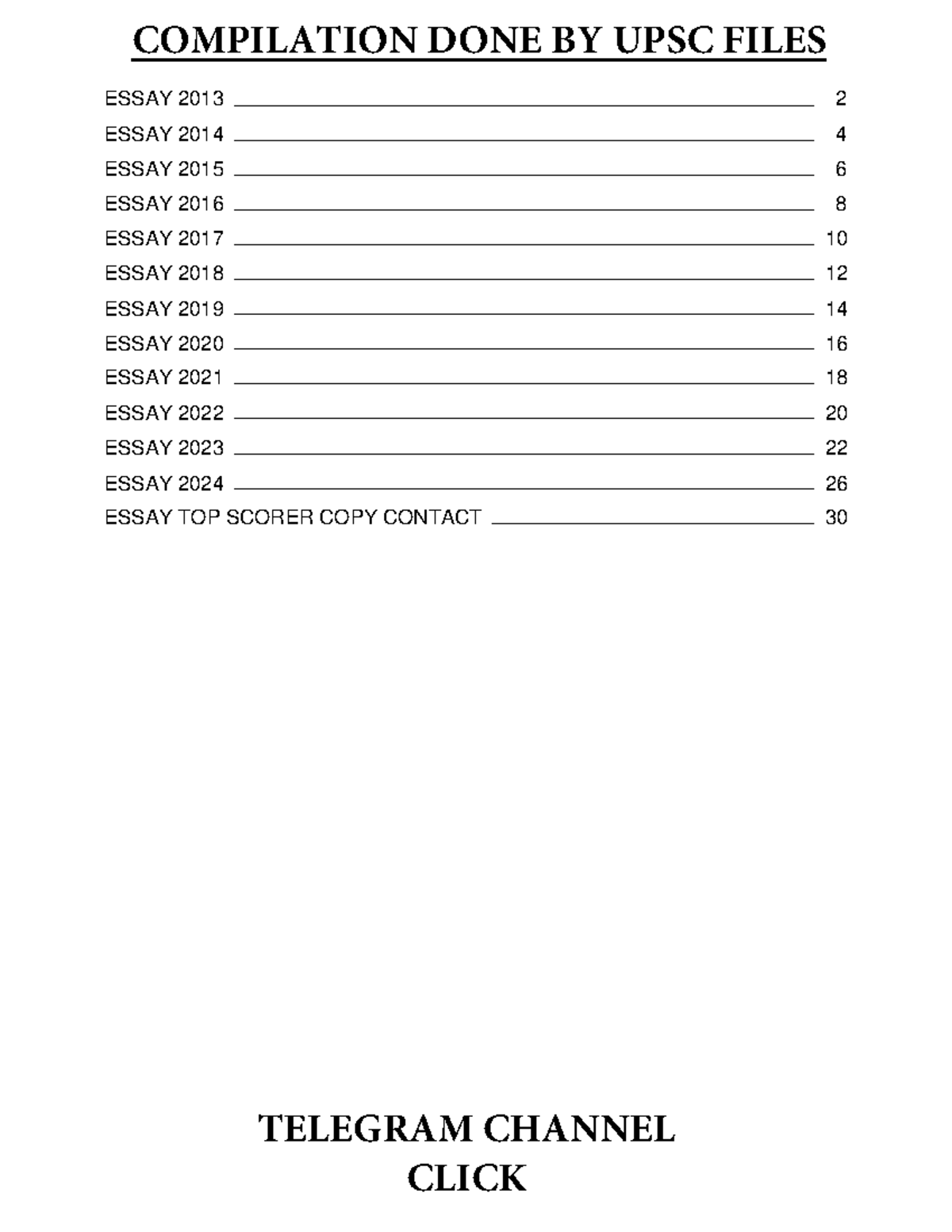 UPSC Essay Compilation 2013-2024: Top Scorer Insights - Studocu