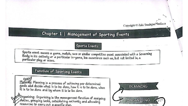 Management of Sporting Events: Chapter 1 - CS 12 - Studocu