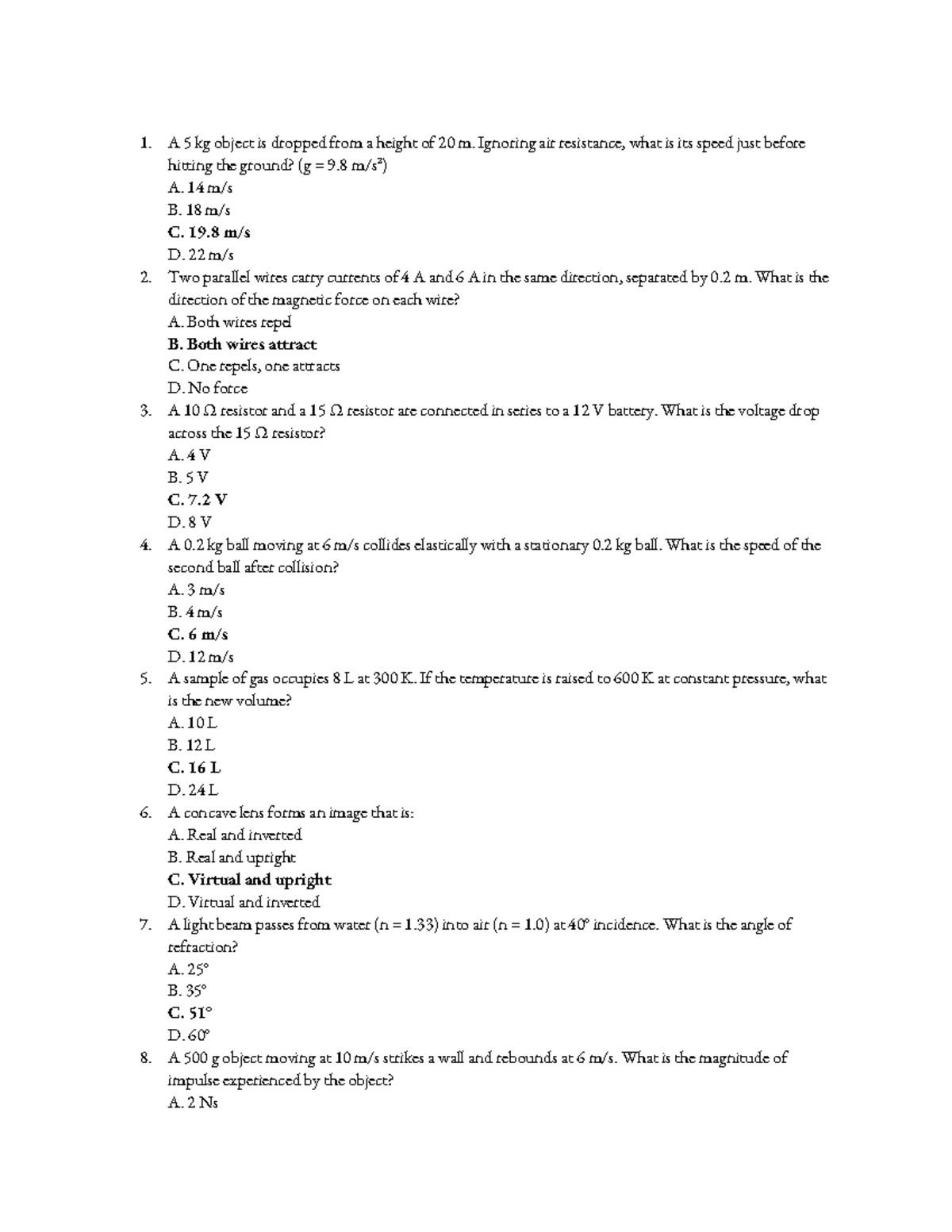 Group 2 Physical Science Quiz: Key Concepts and Problems - Studocu