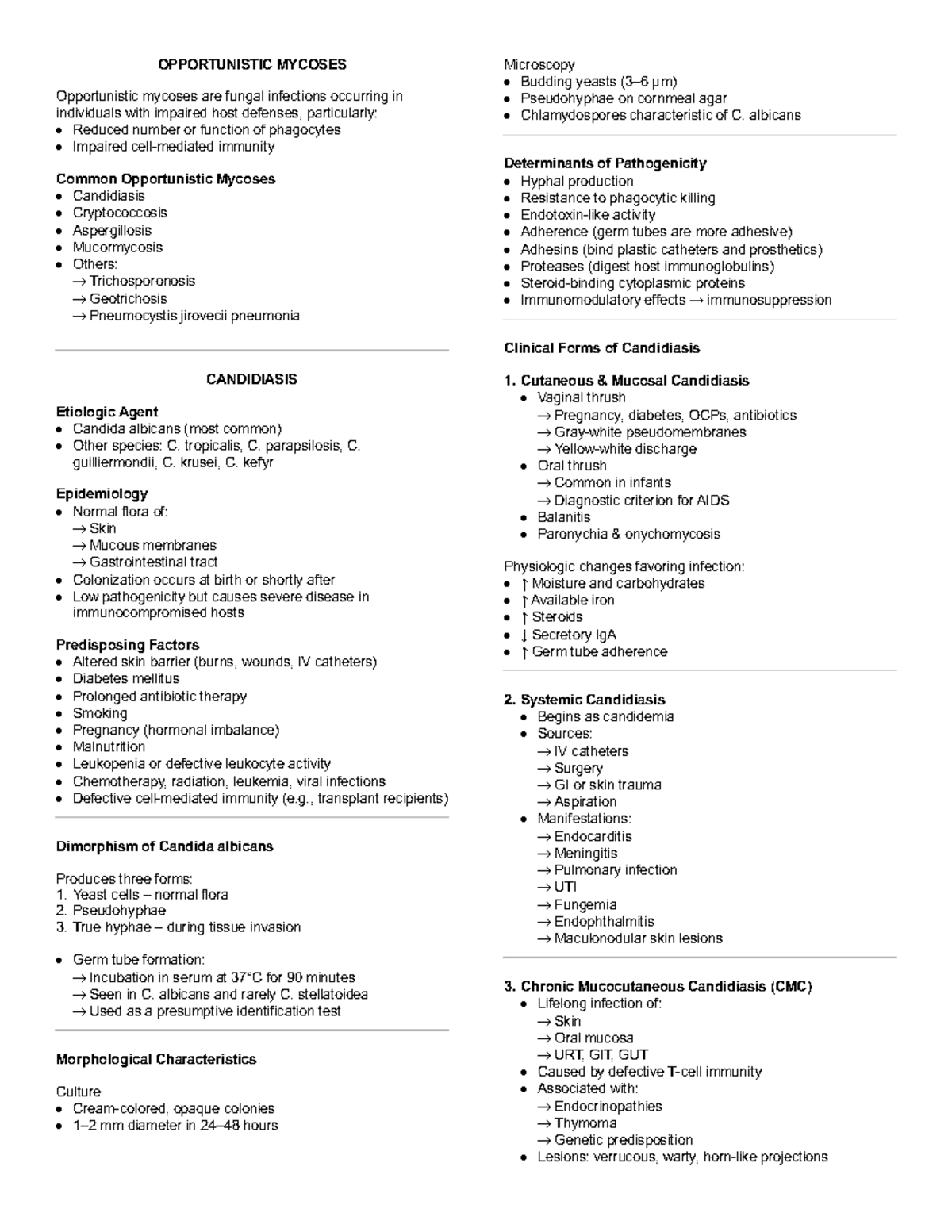 Opportunistic Mycoses: Overview and Clinical Insights - Studocu