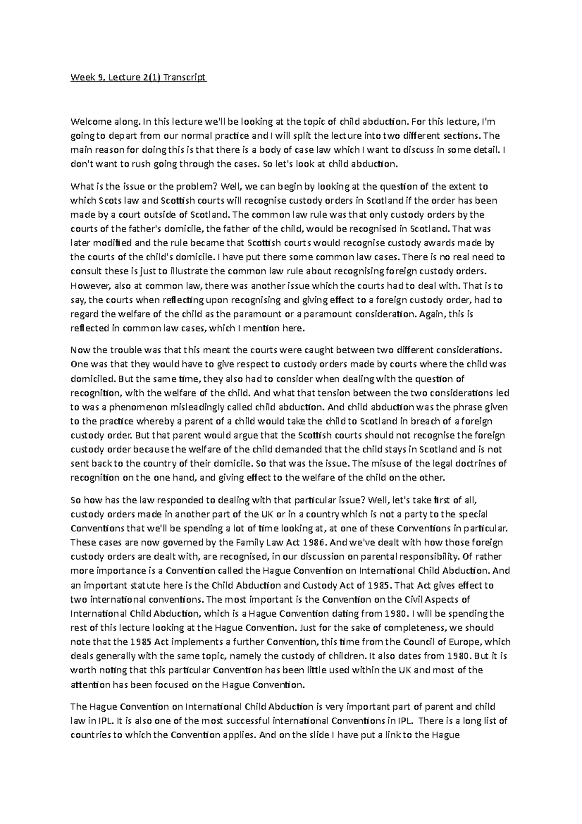 Week 9 Lecture 2(1) Transcript - Week 9, Lecture 2(1) Transcript ...