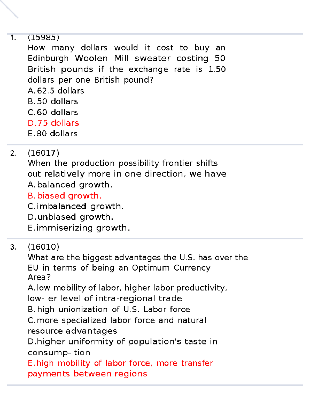 ECO 15985-16017: Economic Concepts and Trade Analysis Quiz - Studocu