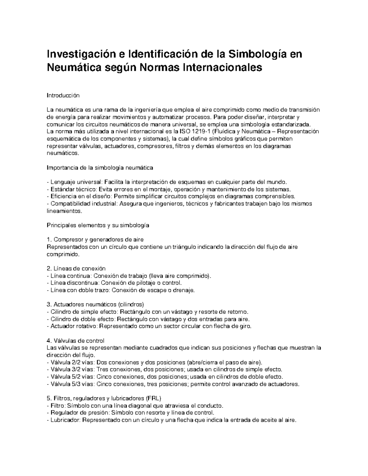 Investigación sobre Simbología Neumática según Normas ISO - Studocu