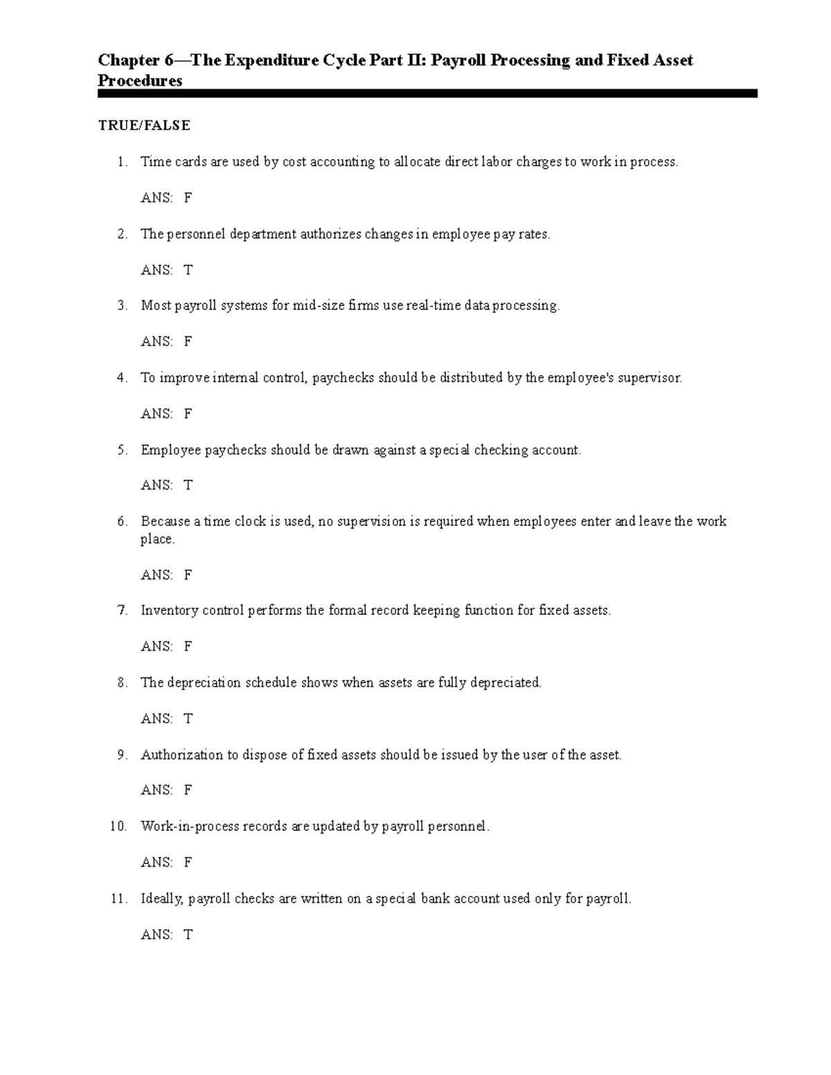 CHAP 6 - The Expenditure Cycle: Payroll & Fixed Asset Procedures - Studocu