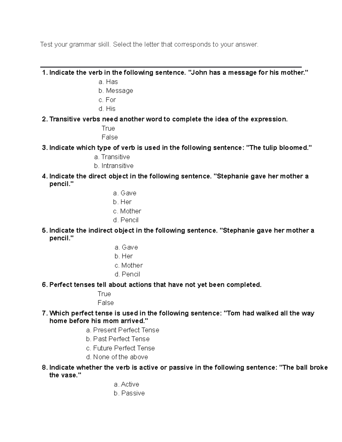 Teaching & Assessment of Grammar: Practice Test Questions - Studocu