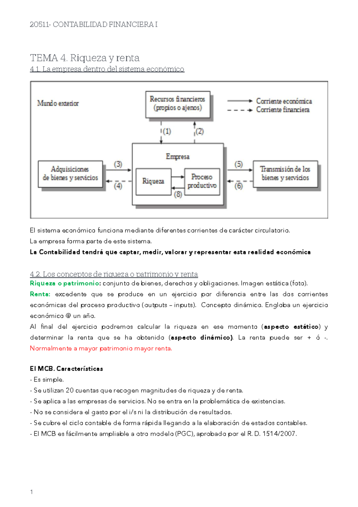 Contabilidad Financiera I: Tema 4 - Riqueza y Renta - Studocu