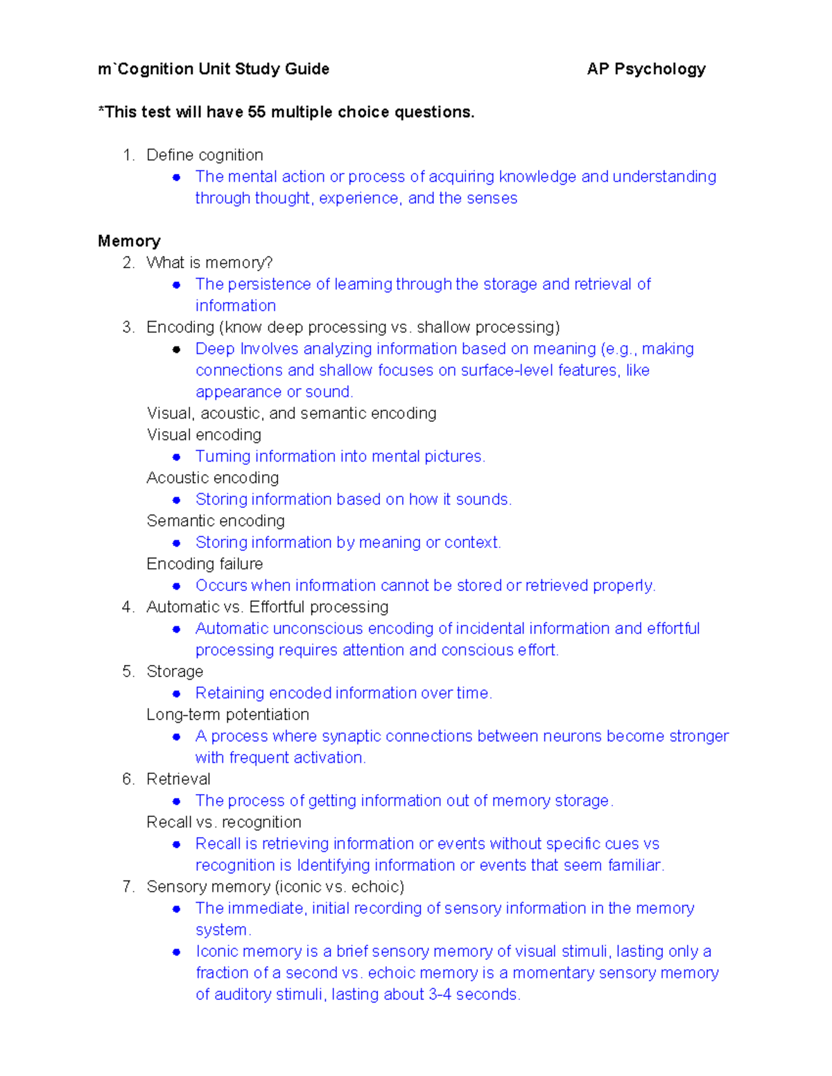 Copy of Gianna Rivera - Cognition Unit Study Guide 2025 AP Psychology ...
