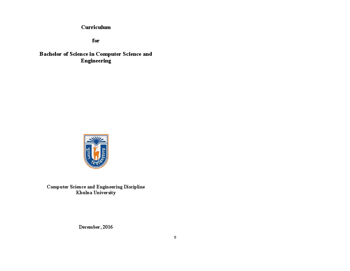 Curriculum for B.Sc. Engg.(CSE) -Main - Curriculum for Bachelor of Science in Computer Science ...