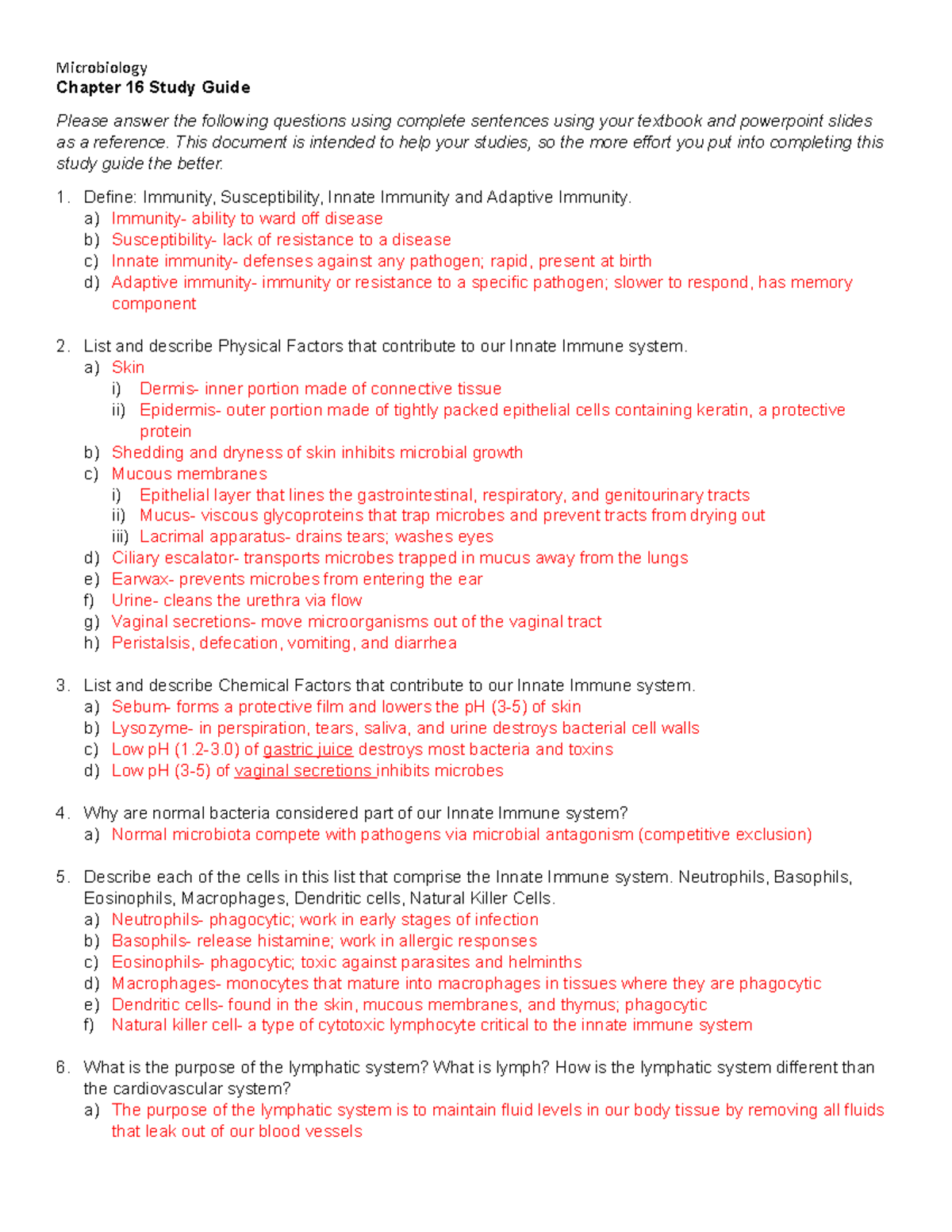 Chapter 16 Study Guide - Microbiology Chapter 16 Study Guide Please ...