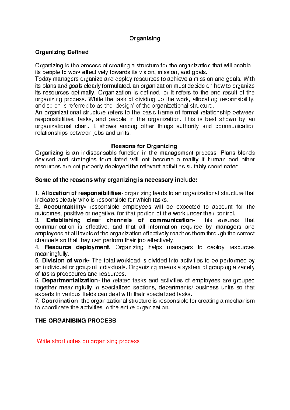 Organizing Principles and Processes: A Comprehensive Overview (MGT 202 ...