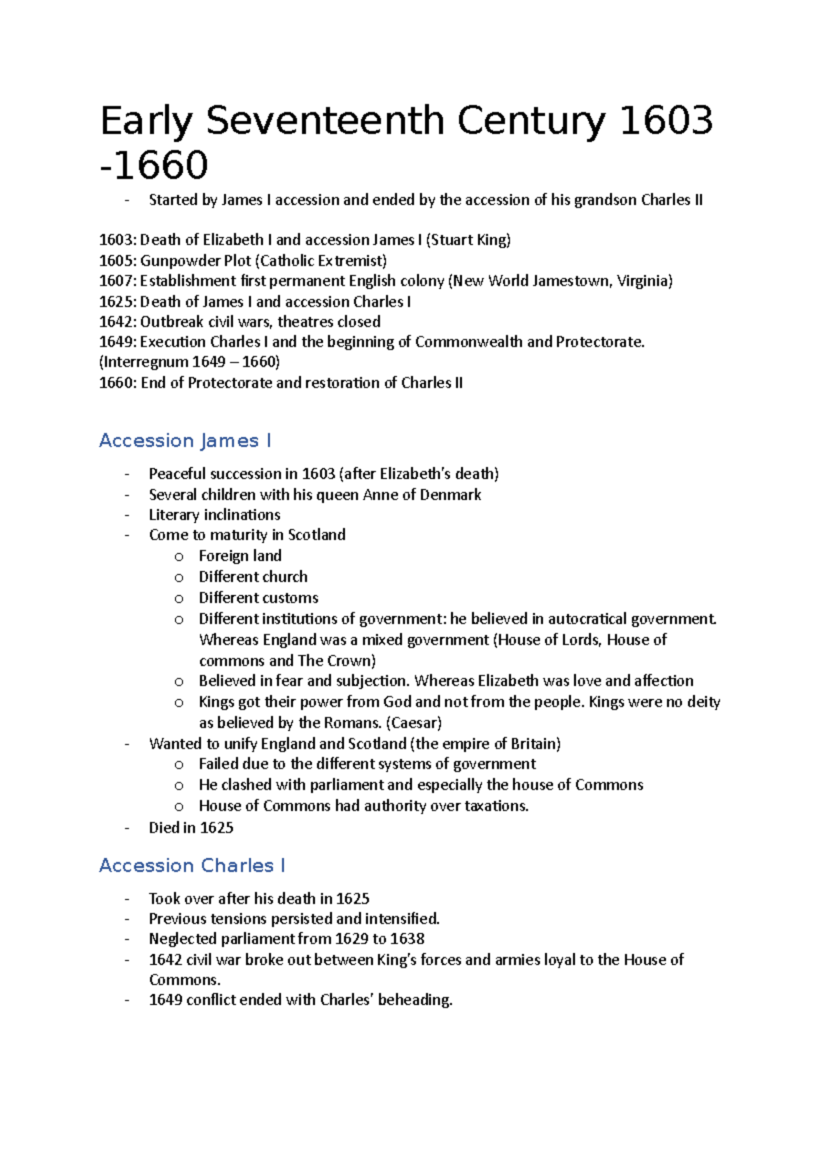 Early 17th Century Overview: Key Events and Cultural Trends (1603-1660 ...