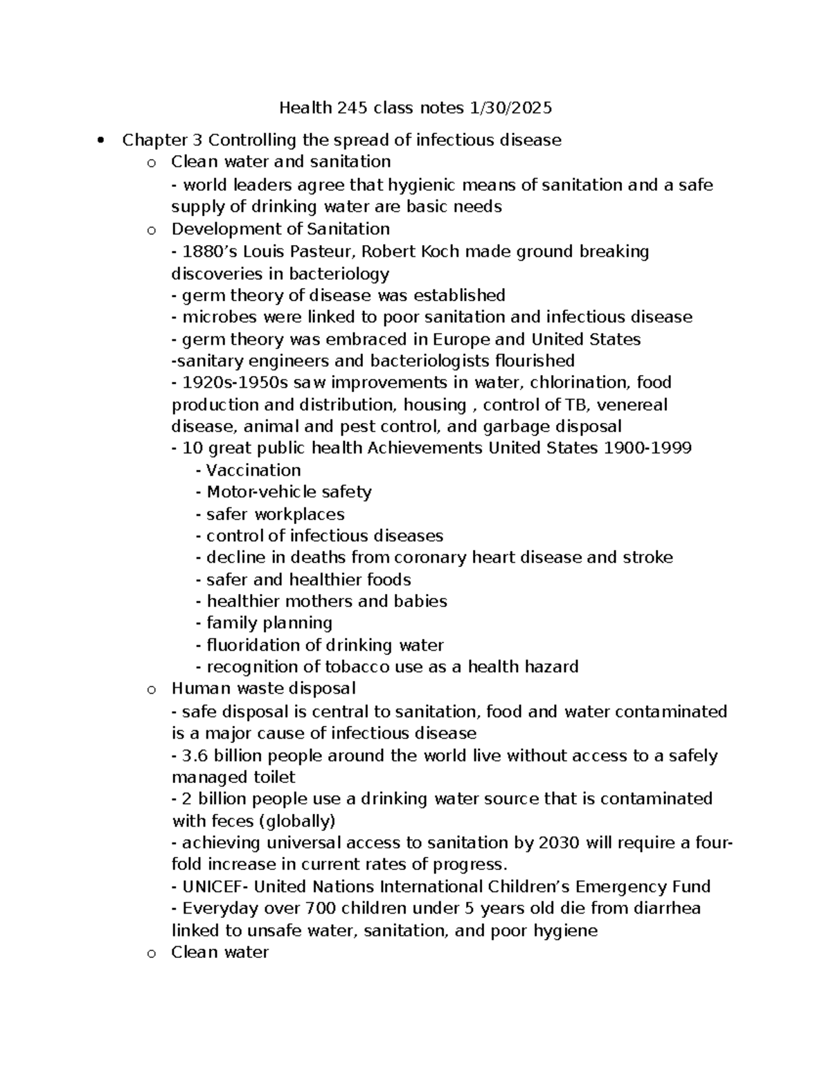 Health 245 Class Notes: Chapter 3 - Controlling Infectious Diseases ...