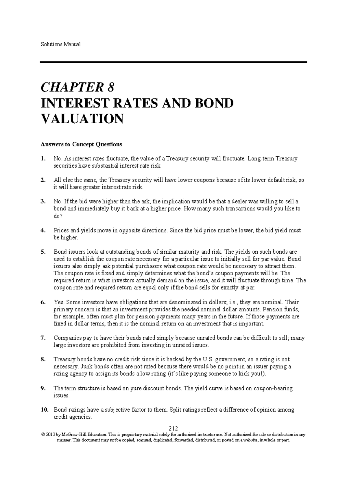 Chapter 8 - Interest Rates and Bond Valuation Answers - Studocu