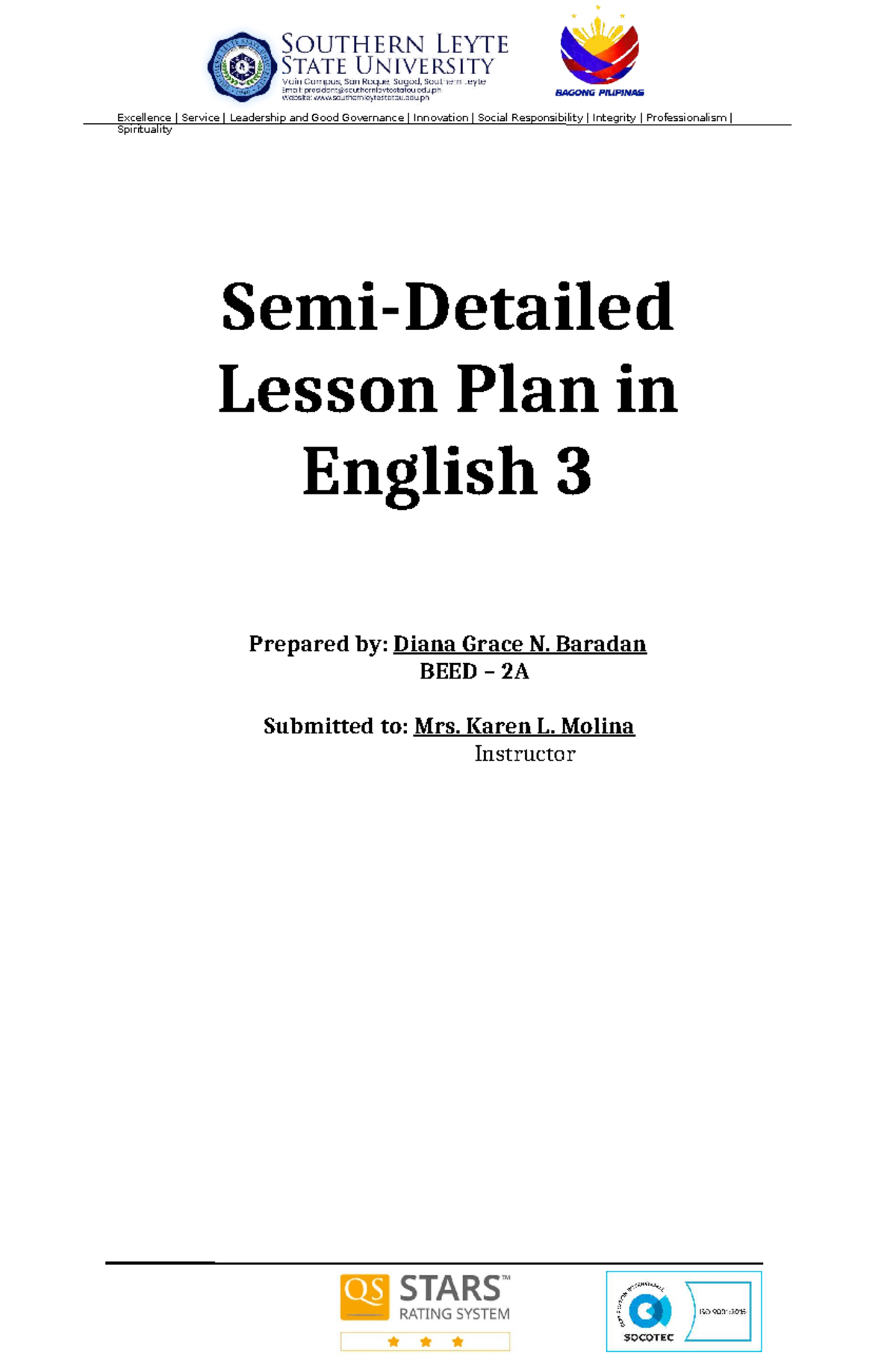 English 3 Lesson Plan: Types of Sentences & Communication Skills - Studocu