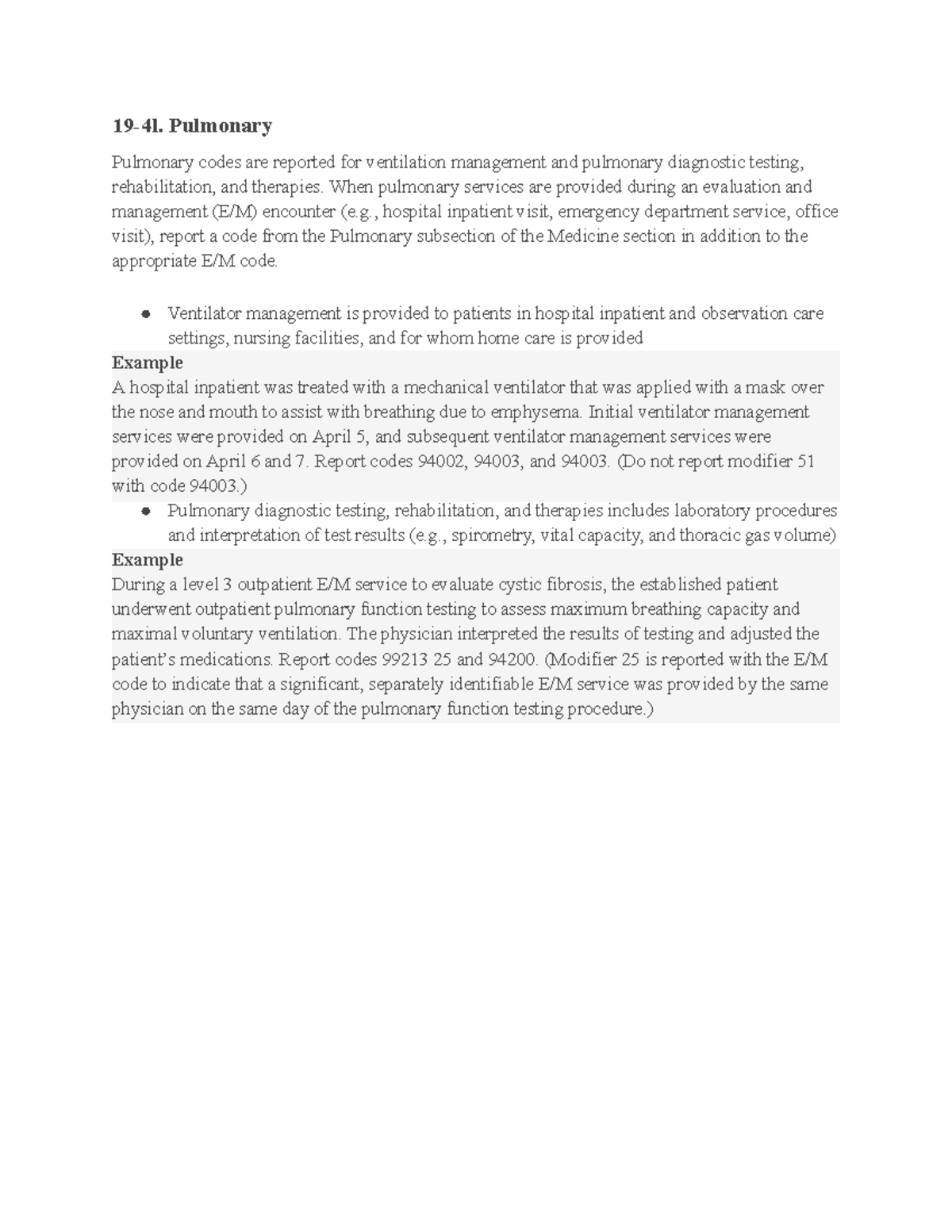 Pulmonary Management & Diagnostic Codes Overview (MED 101) - Studocu