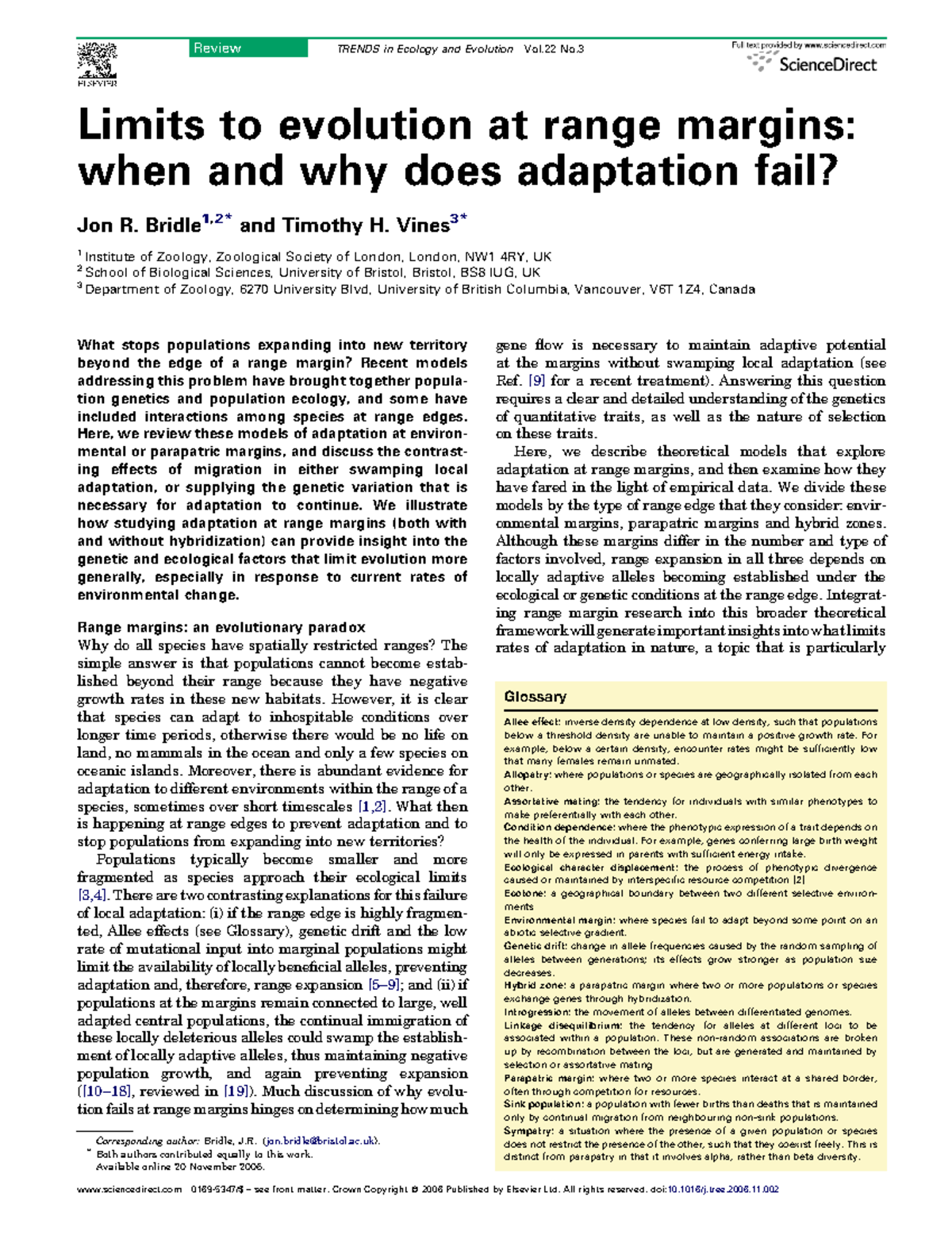 Limits to Evolution at Range Margins: Adaptation Challenges Explained ...