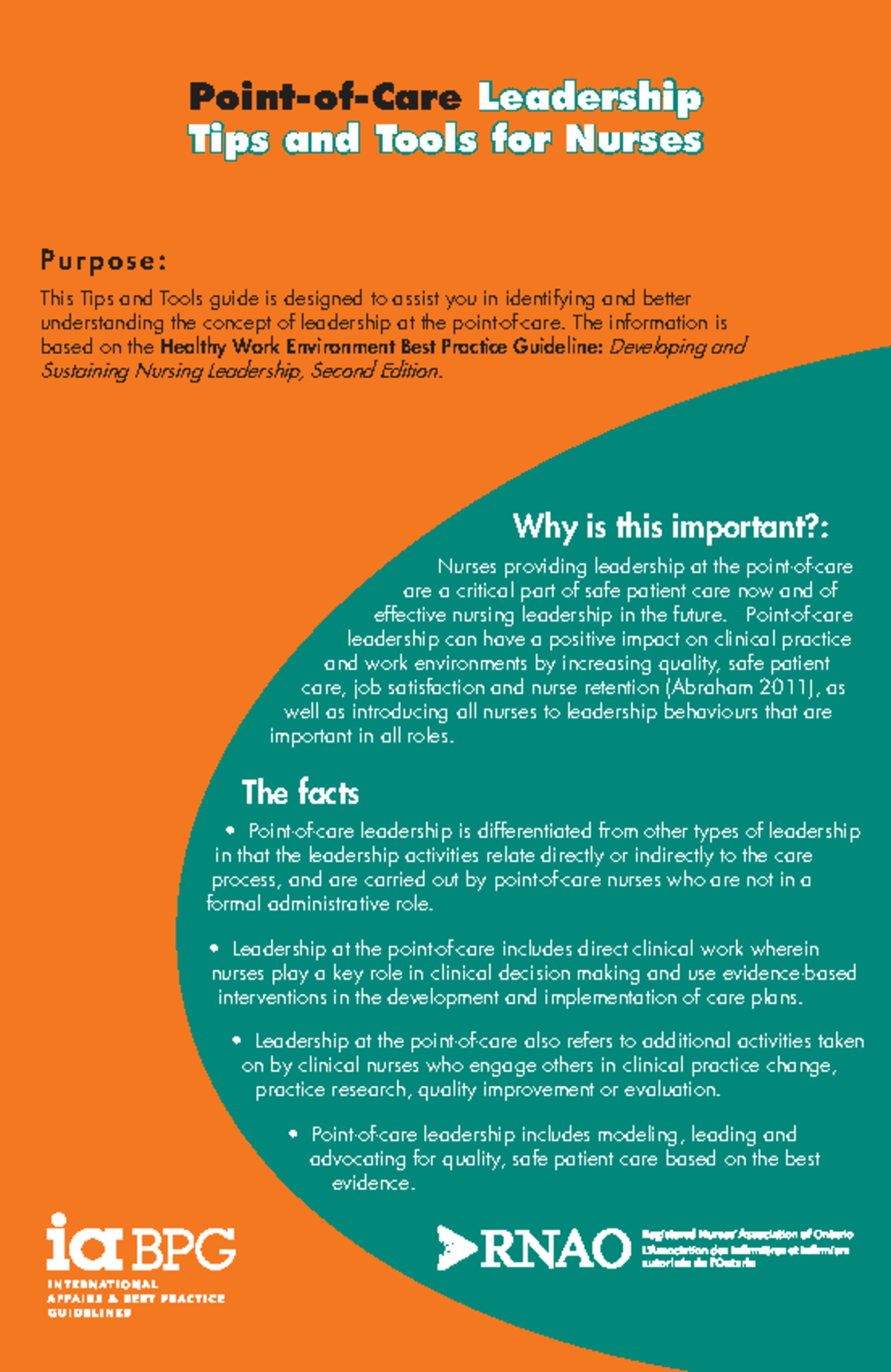 RNAO Leadership Tips & Tools for Nurses: Enhancing Patient Care - Studocu