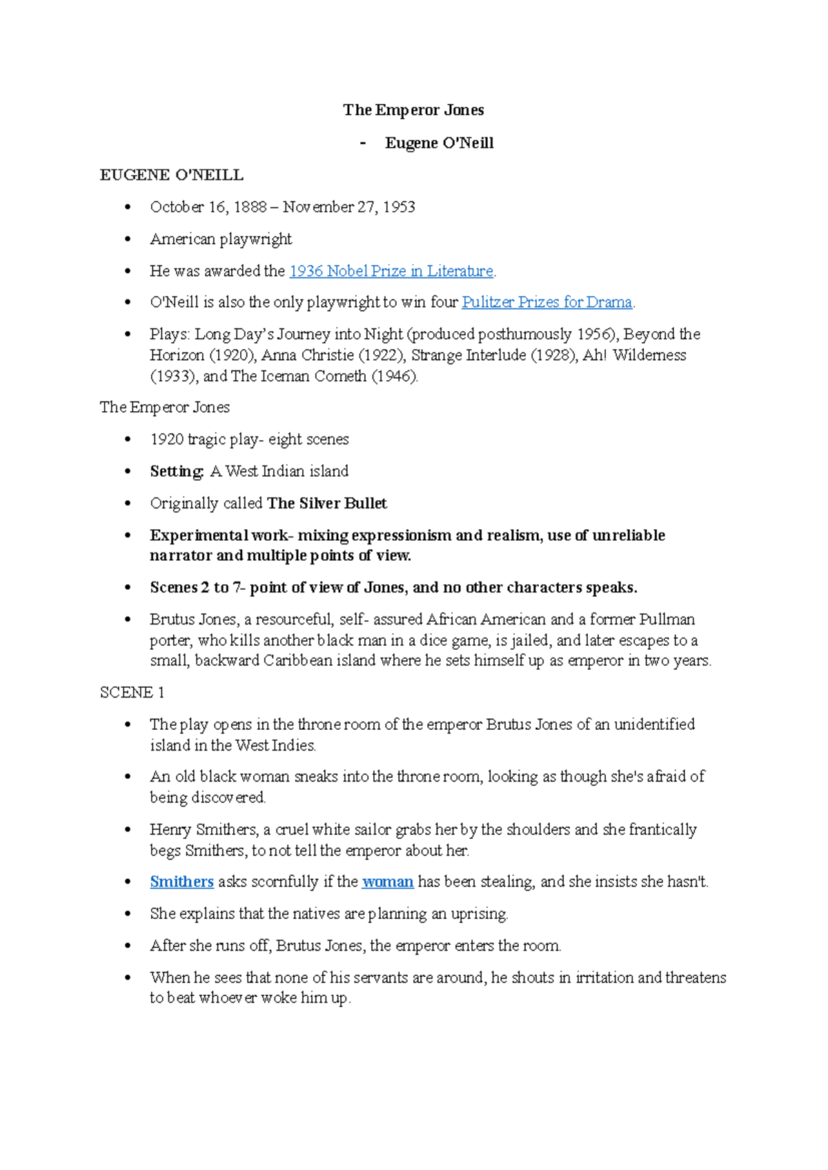 The Emperor Jones (EUGENE) - Detailed Study Notes and Analysis - Studocu