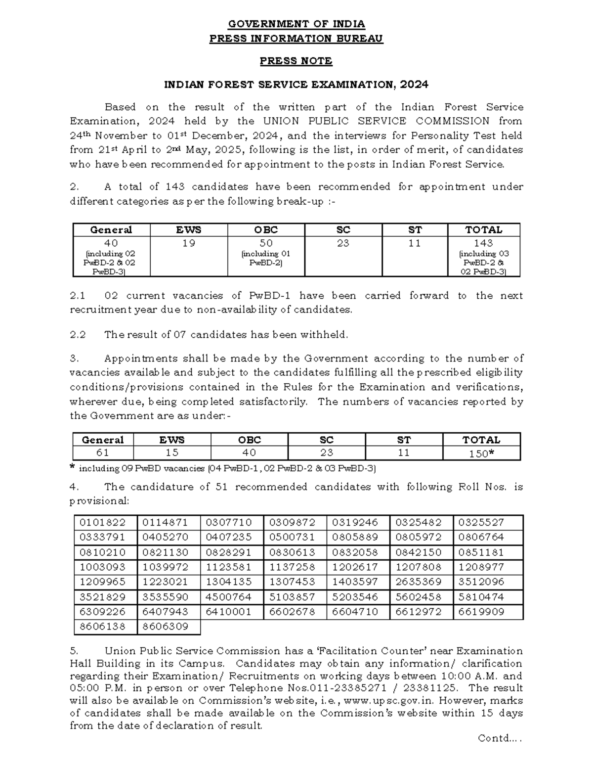 Indian Forest Service Examination 2024 Results and Recommendations ...