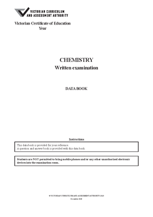 Chemistry databook 2024 - Chemistry Data Book 2024 VCE Examination ...