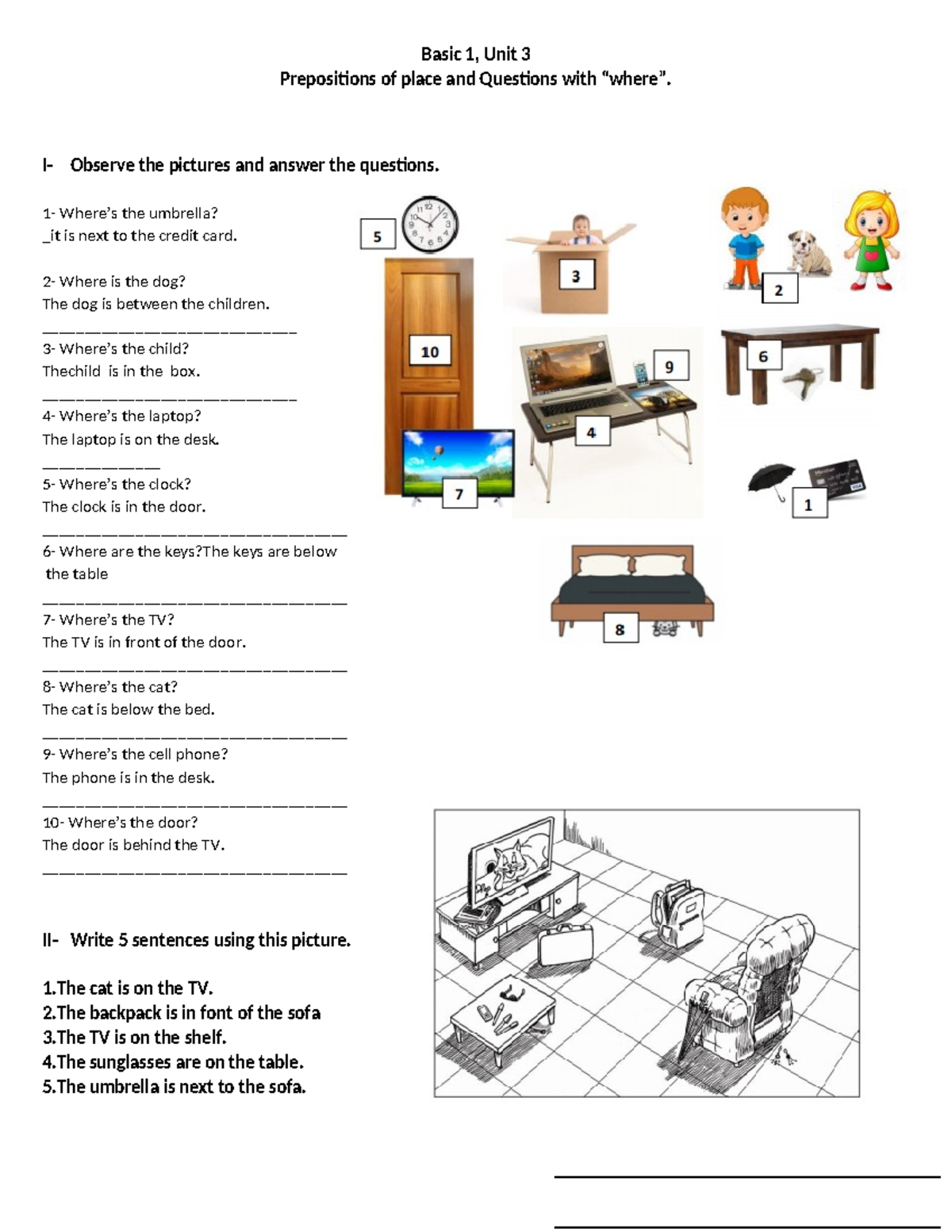 Prepositions of Place & Questions: Unit 3 Overview - Studocu
