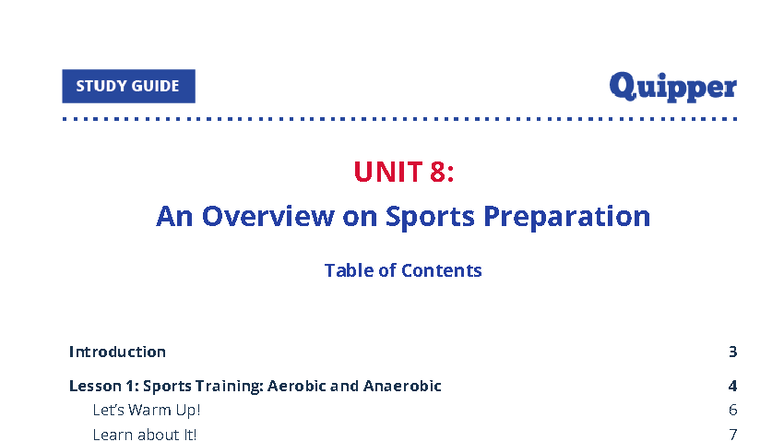 Unit 8: Overview of Sports Prep Strategies and Training Techniques ...