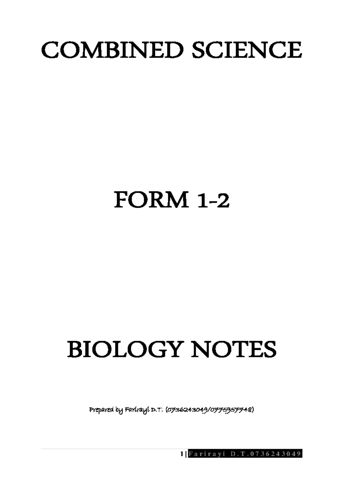 ZJC Form 1-2 Biology Notes: Laboratory Rules, Cell Structure & Systems ...