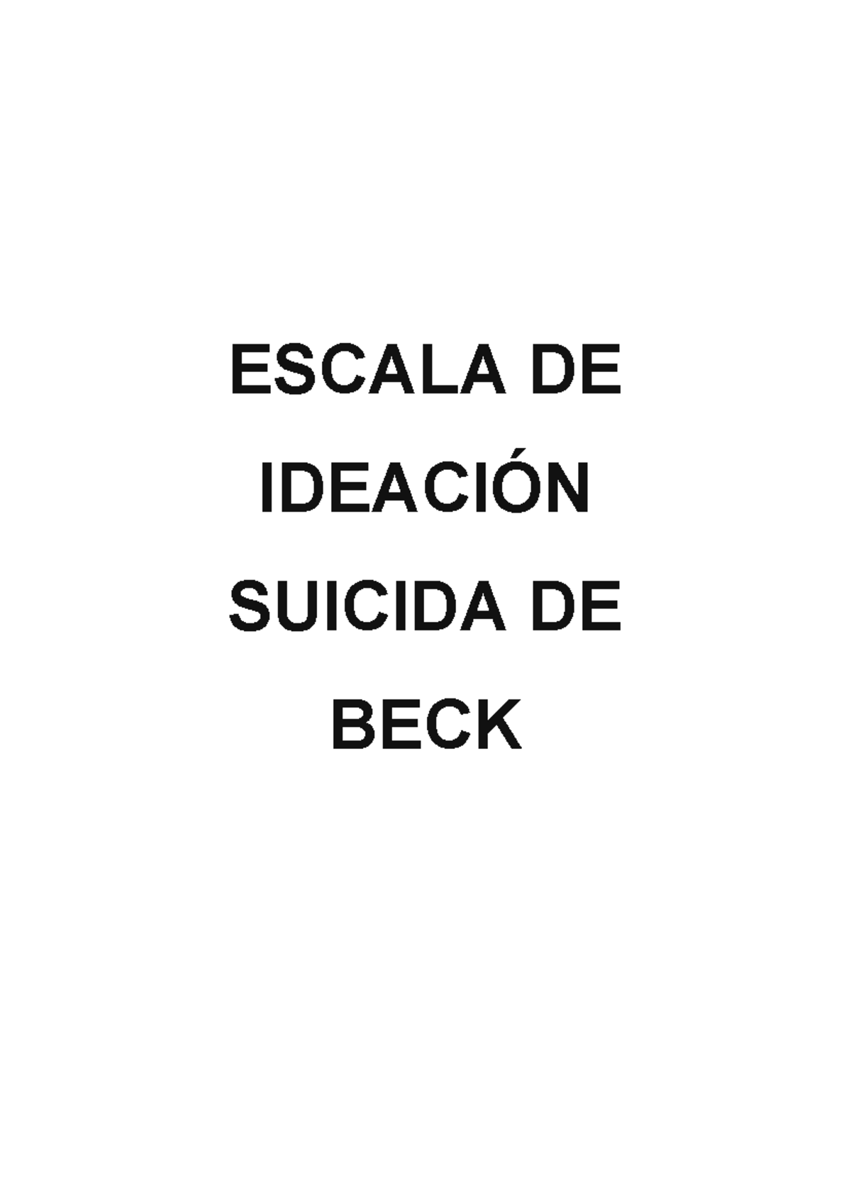 Ficha Técnica de la Escala de Ideación Suicida de Beck (EIS) - Studocu