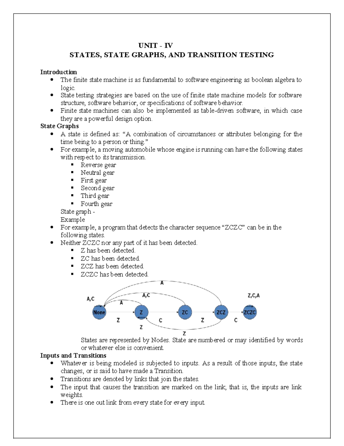 STM-UNIT-4: States, State Graphs, and Transition Testing Notes - Studocu