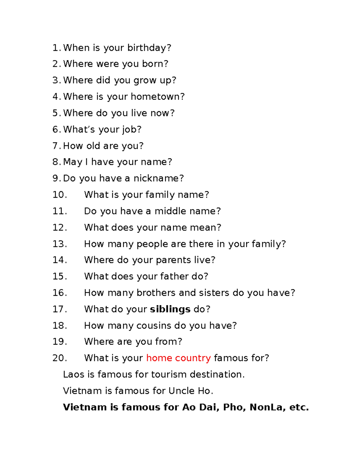 A-A - Ask and Answer: Personal Questions and Hometown Insights - Studocu