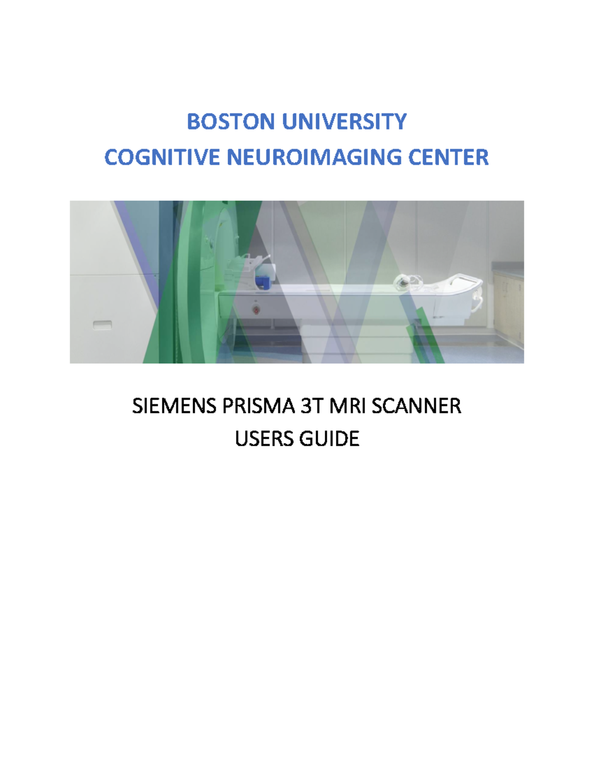 CNC Operating Manual V3: Siemens Prisma 3T MRI Scanner Guide - Studocu