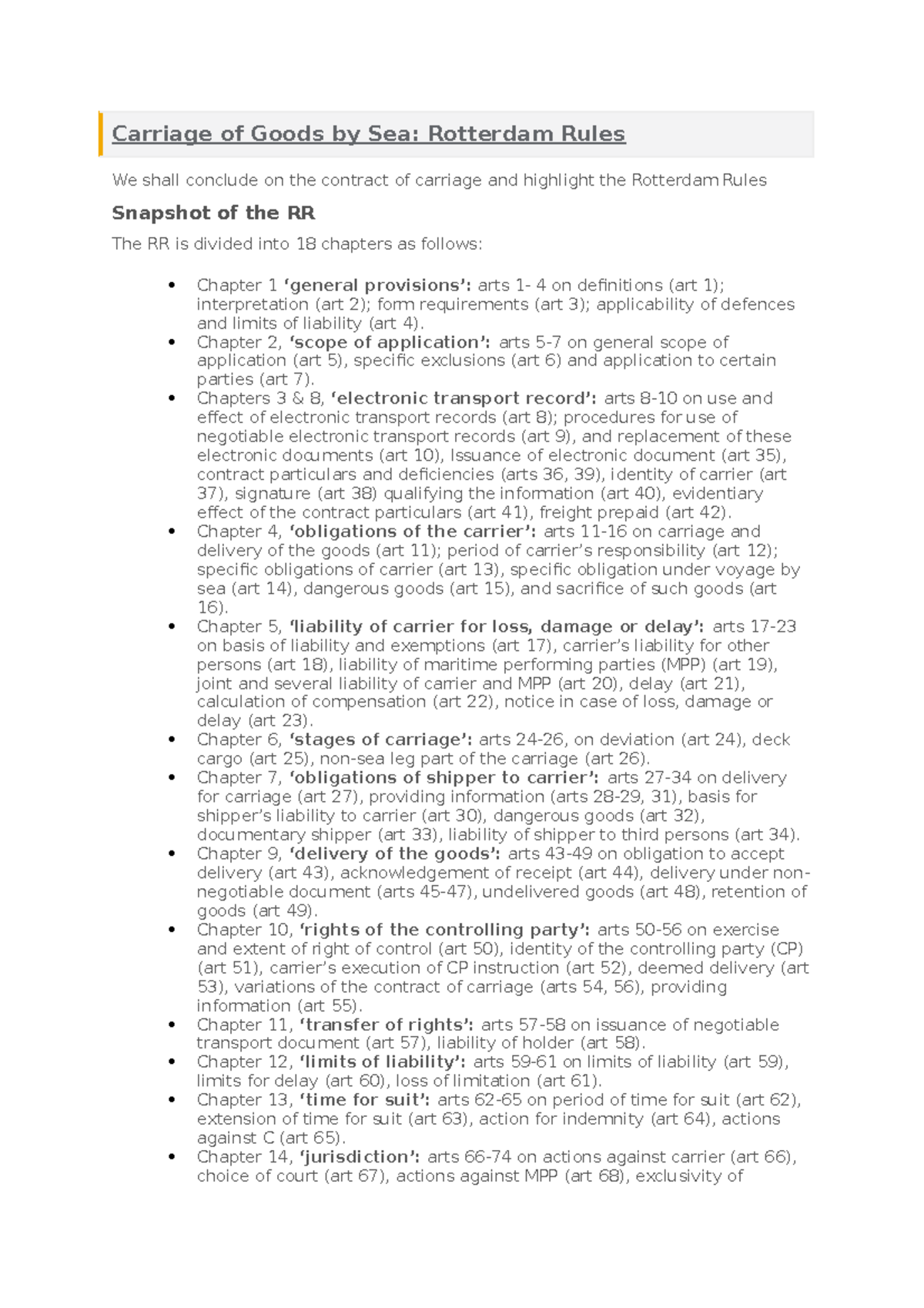 15. Carriage of Goods by Sea-Rotterdam Rules - Carriage of Goods by Sea ...