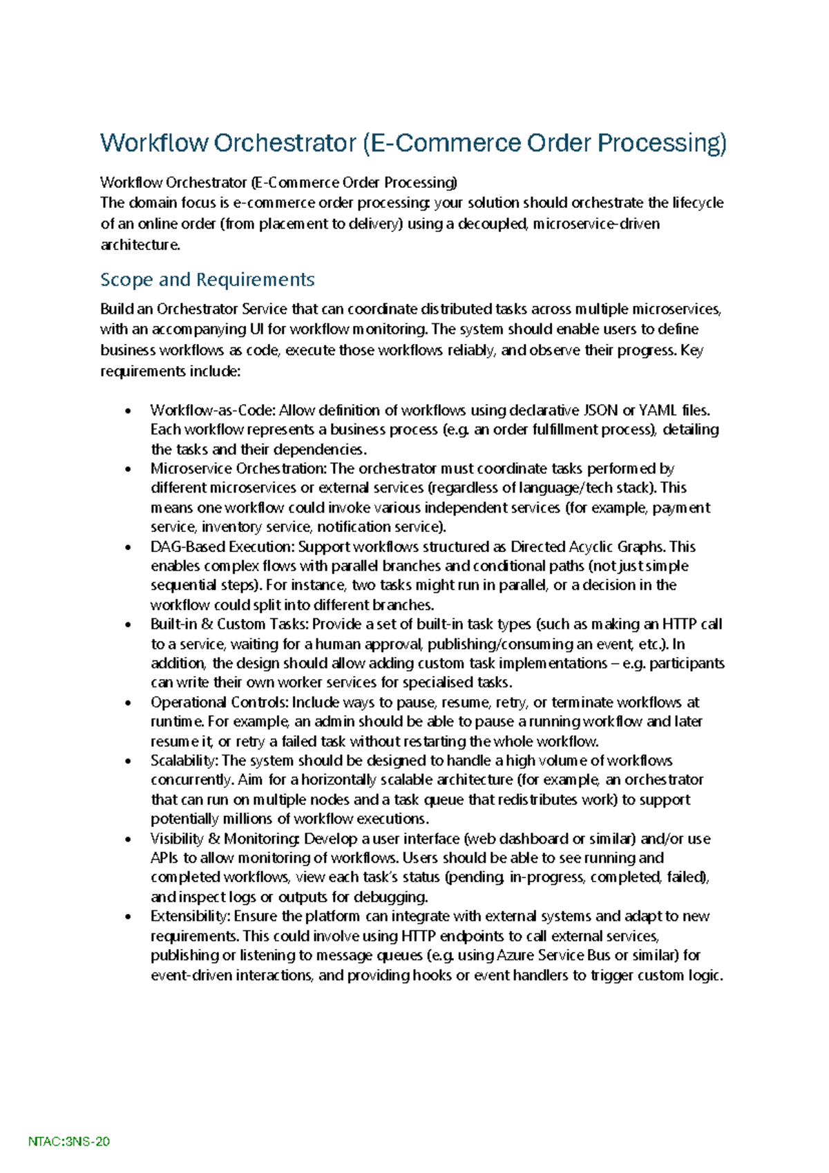 Problem-1: Workflow Orchestrator for Order Processing - Studocu