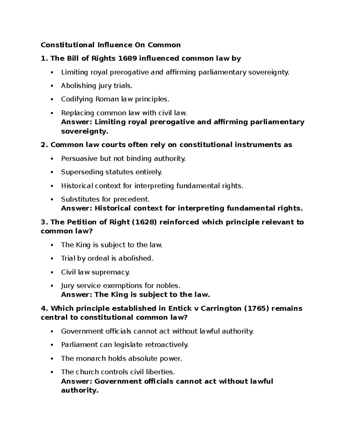 Constitutional Influence on Common Law: Key Principles and Cases - Studocu