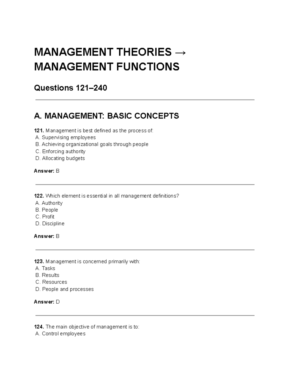 MANAGEMENT 101: Key Theories and Functions Overview - Studocu