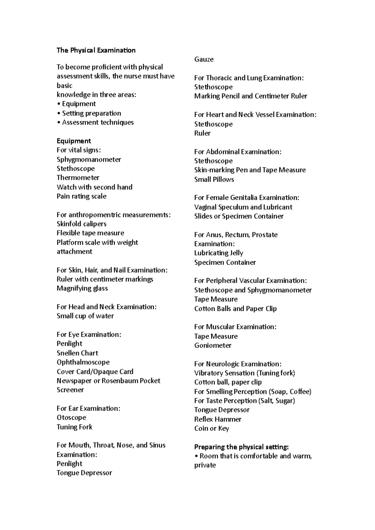 The Physical Examination - Studocu