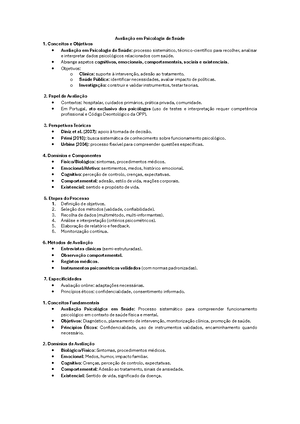 avaliação em psicologia da saúde - Studocu