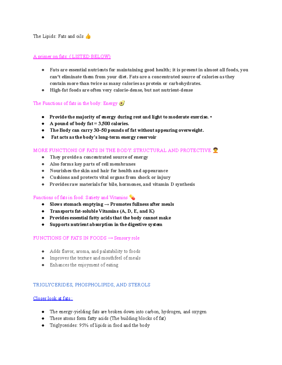 Personal Nutrition Notes on Lipids and Fats Overview (NUTR 101) - Studocu