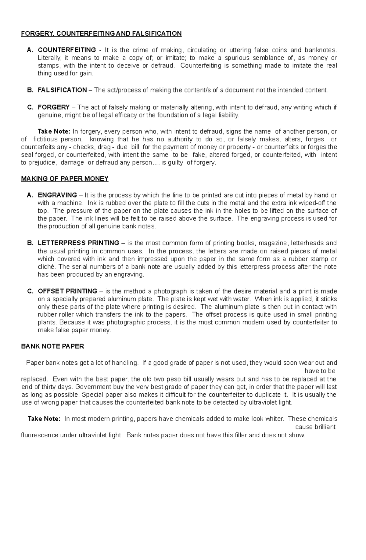 Forgery, Counterfeiting and Falsification - FORGERY, COUNTERFEITING AND ...