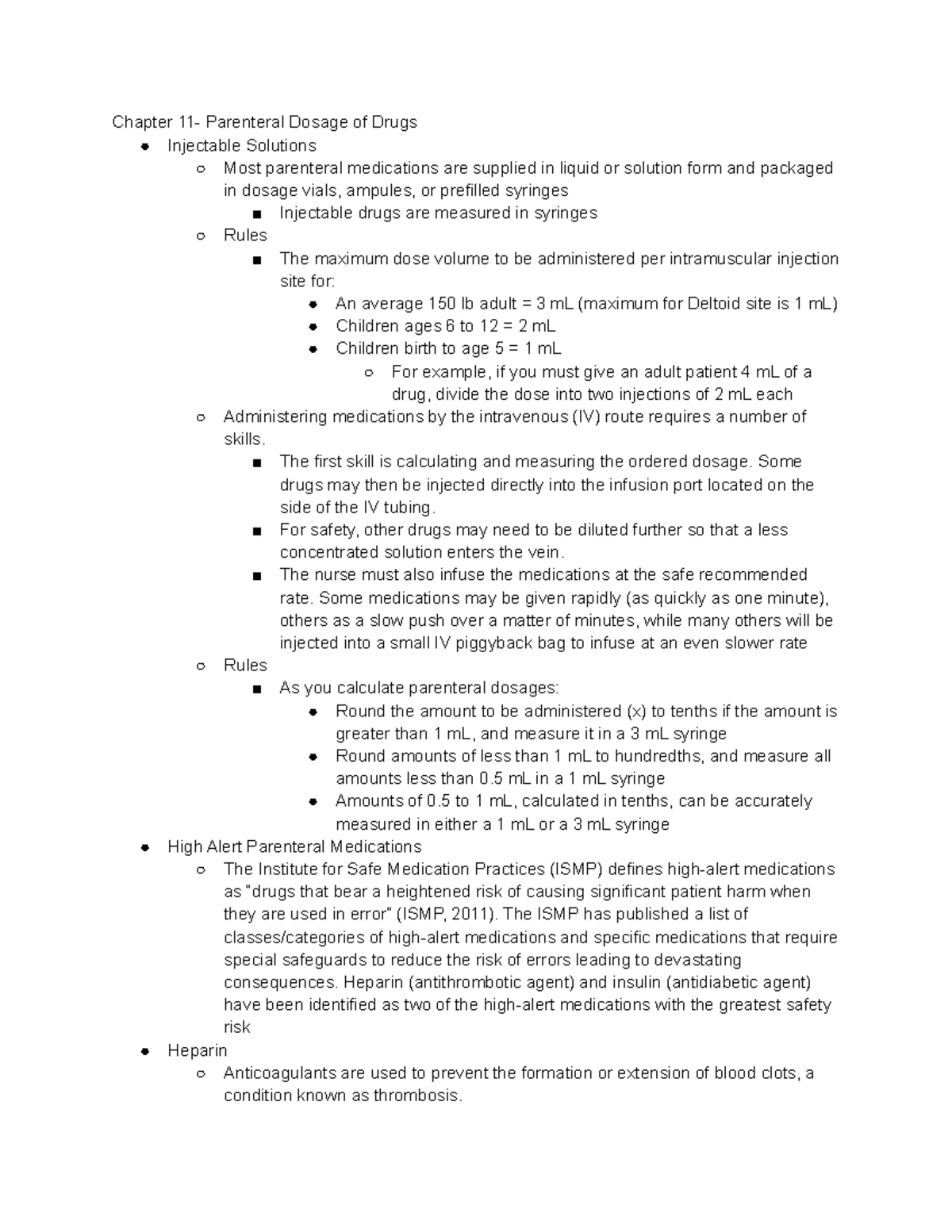 Parenteral Medication Administration - Week 2 Reading Notes - Studocu