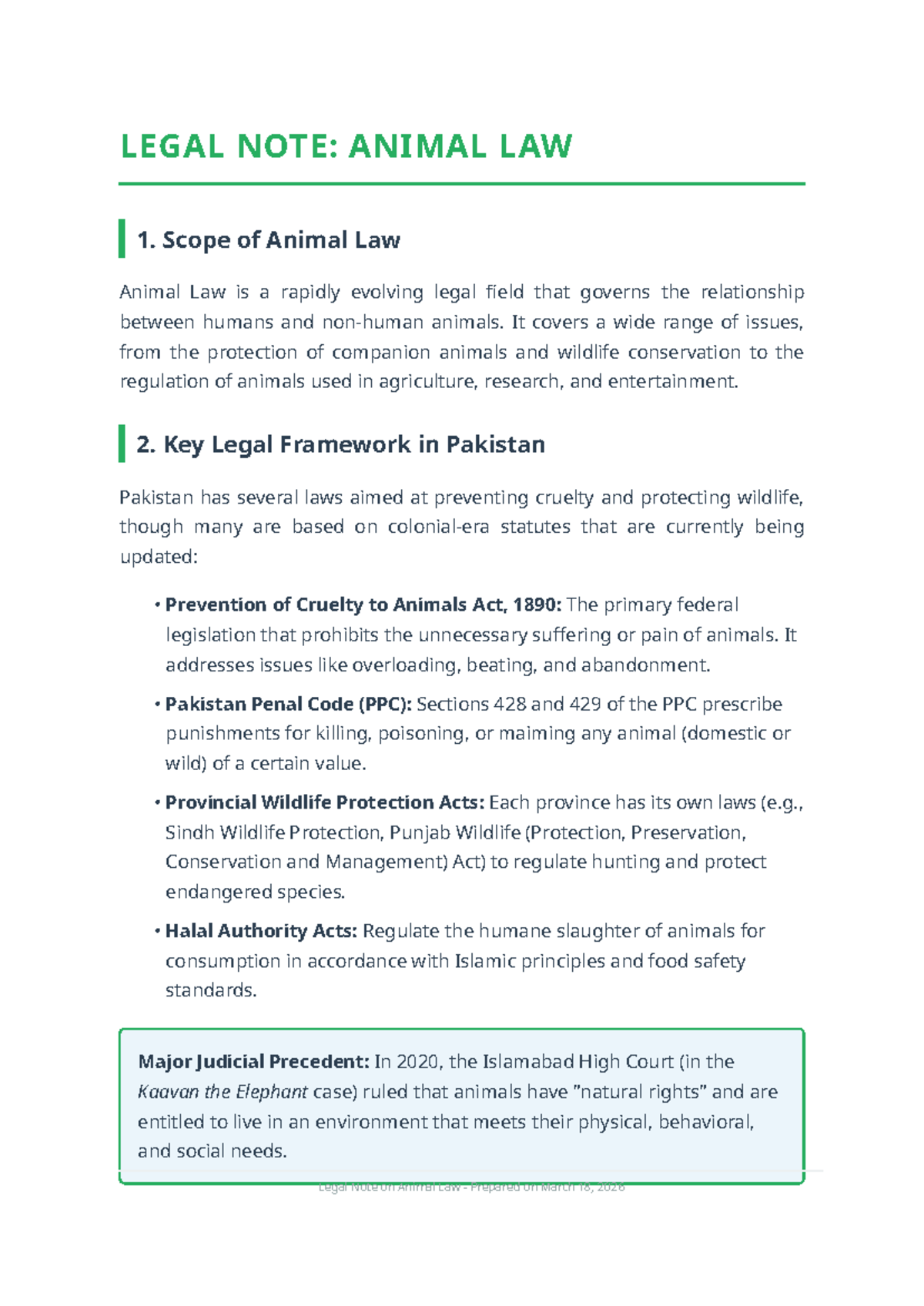 Animal Law Overview: Key Legal Framework in Pakistan - Studocu