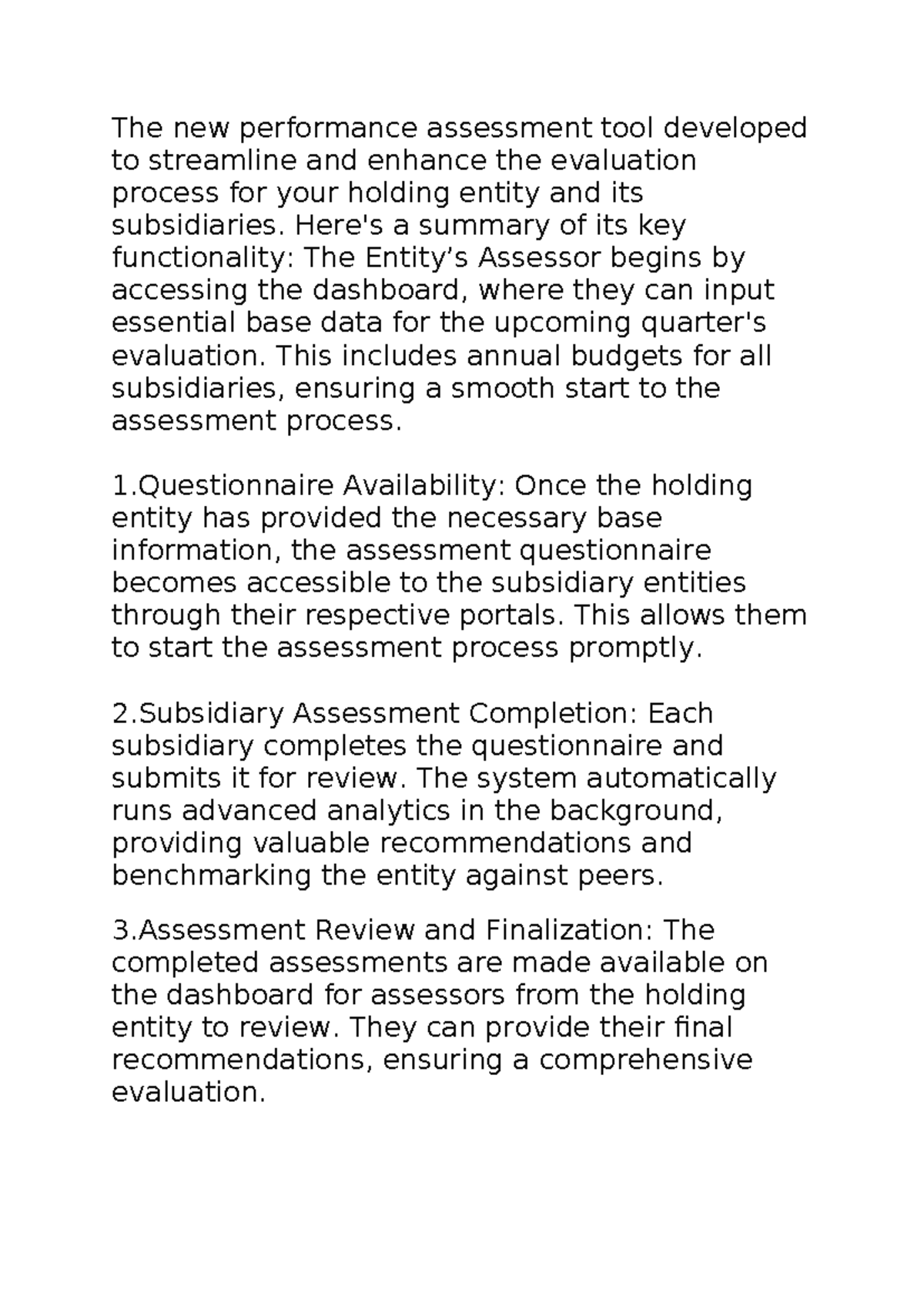 Performance Assessment Tool Overview & Functionality Details - Studocu