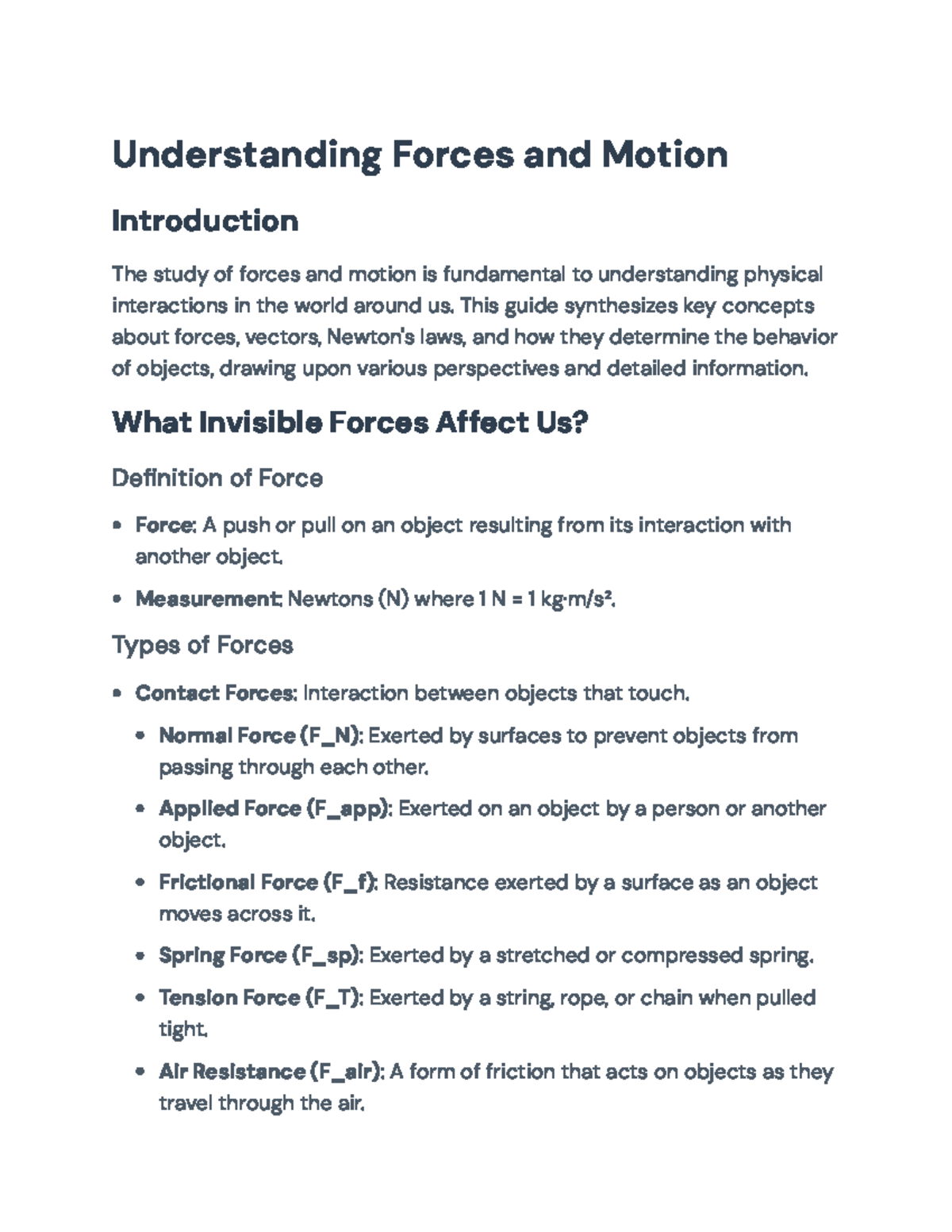 Understanding Forces and Motion: Key Concepts and Newton's Laws ...