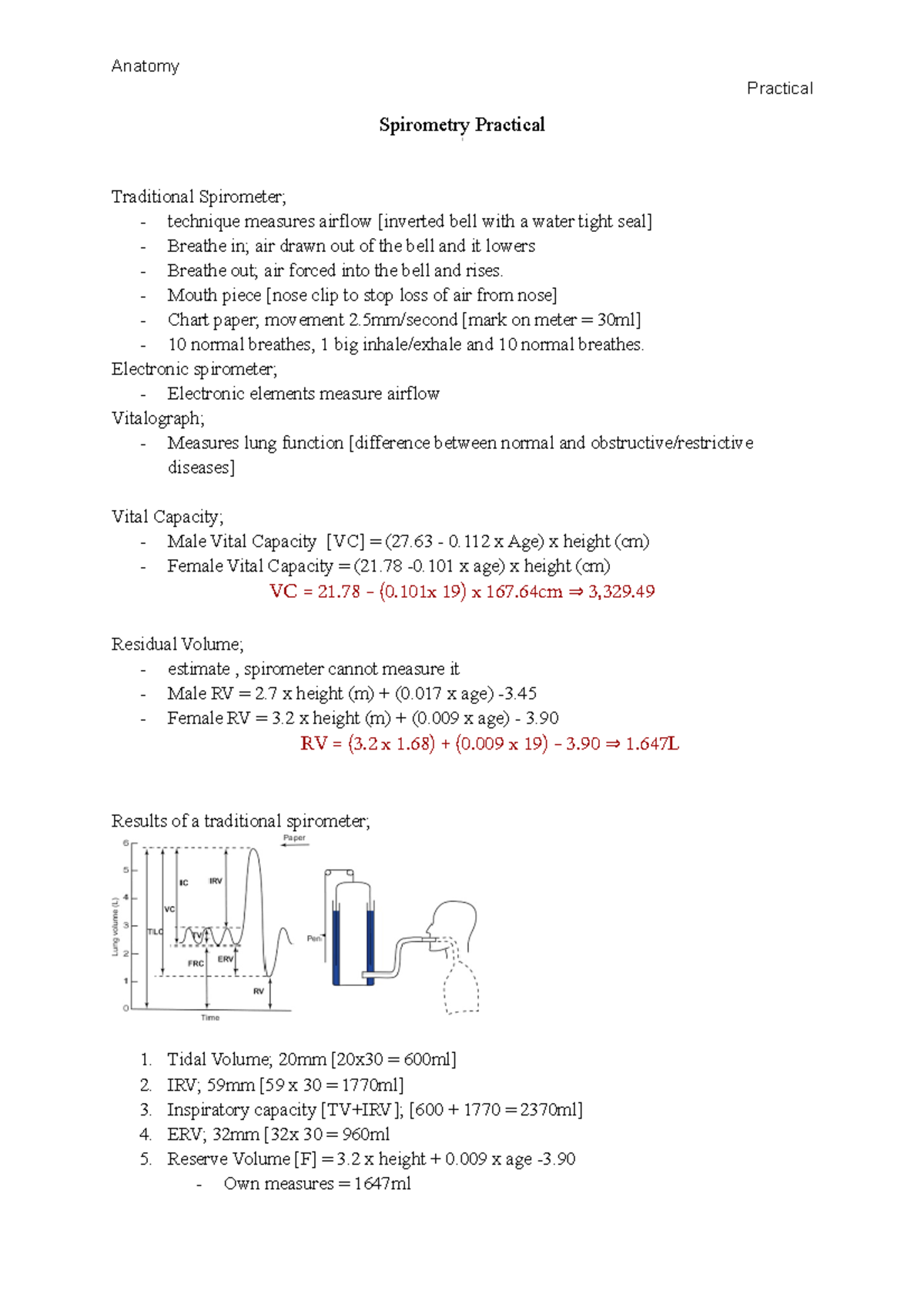 Spirometry Practical - Anatomy Practical Spirometry Practical ...
