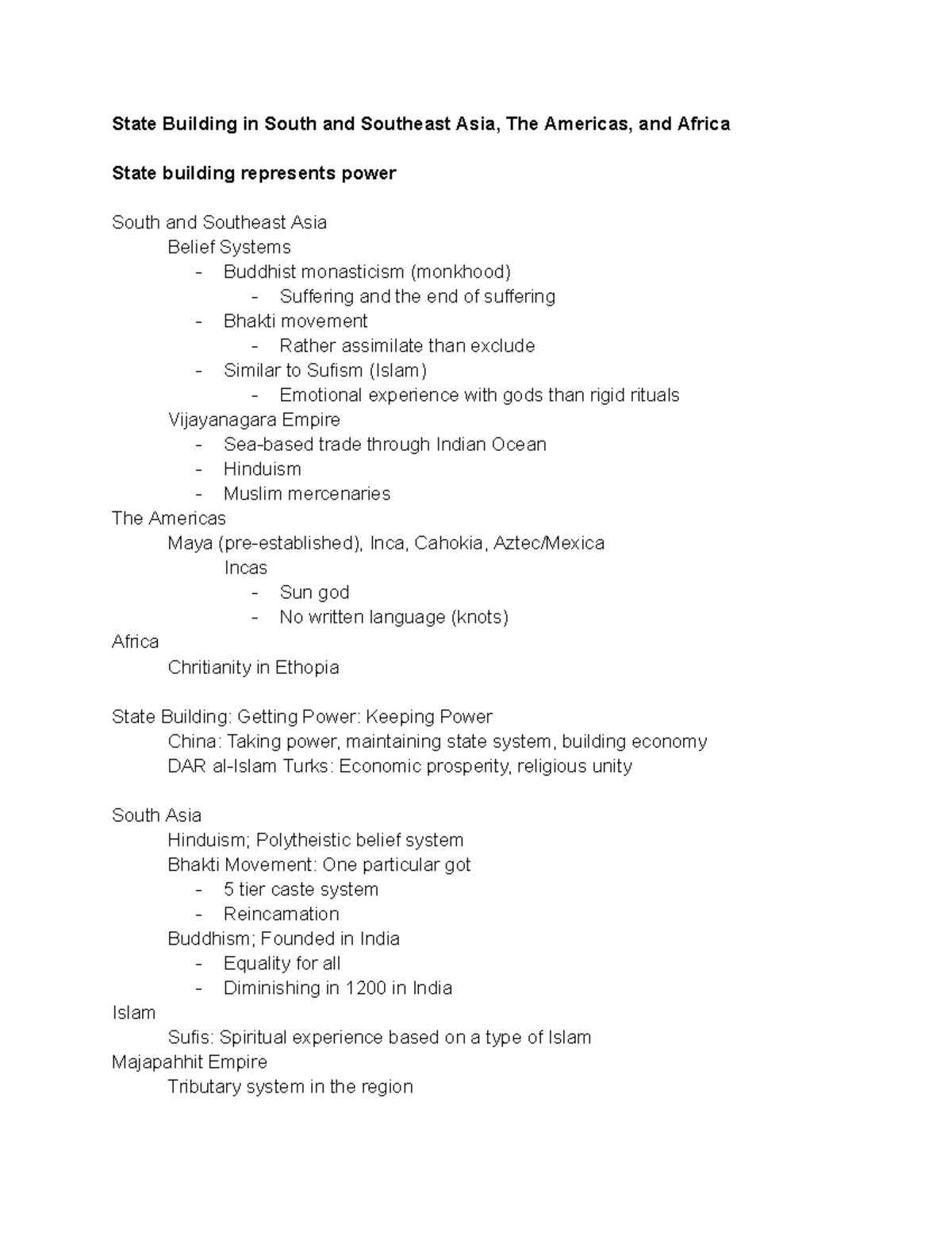 AP World History Notes: State Building in Asia, Americas, & Africa ...