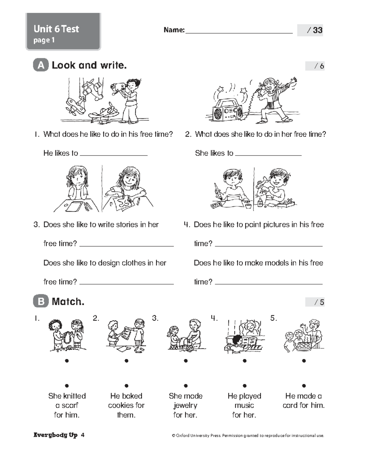 EU2e L4 UT6 - Unit 6 Test: Look and Write Activities - Studocu